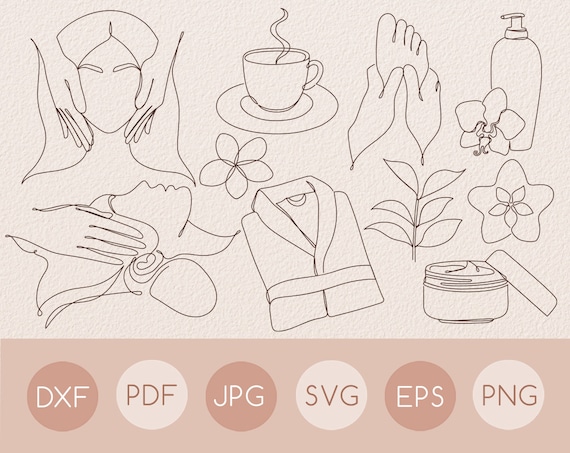 One Line Art Spa Svg Drawing Set Beauty Salon Single Line Art - Etsy