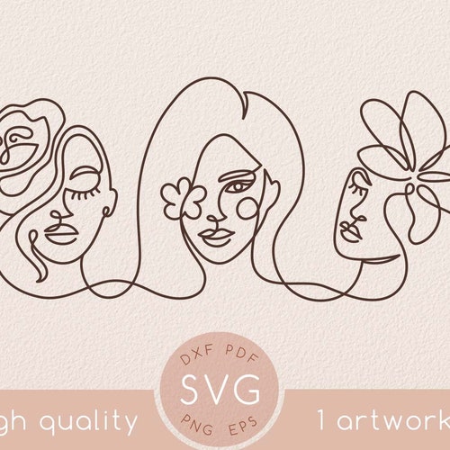 Abstract Woman Face Svg Single Line Art Svg Girls Face Tattoo | Etsy