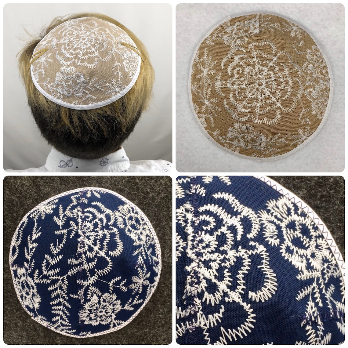 Blue Kippah, Beige Kippah, Kippot, Kippa, Yarmulke, Yamaka, Head ...