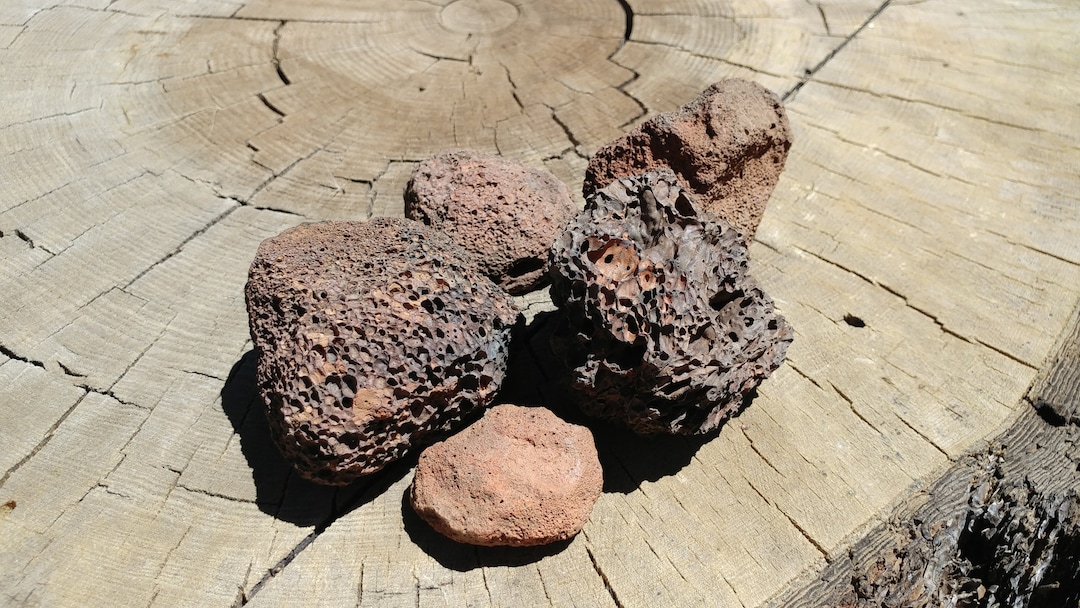 Rare! Bag of 5 Red, Volcanic Lava Rocks - Great for Building Aquarium ...
