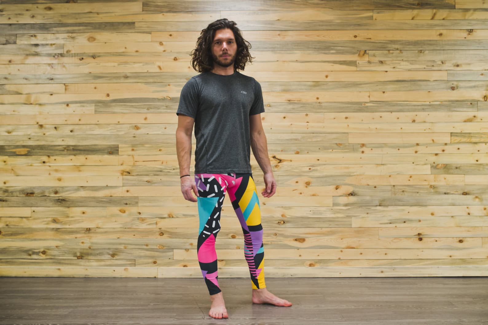 Neon Geometric Unisex Retro Tights for Climbing Yoga Fitness Running ...