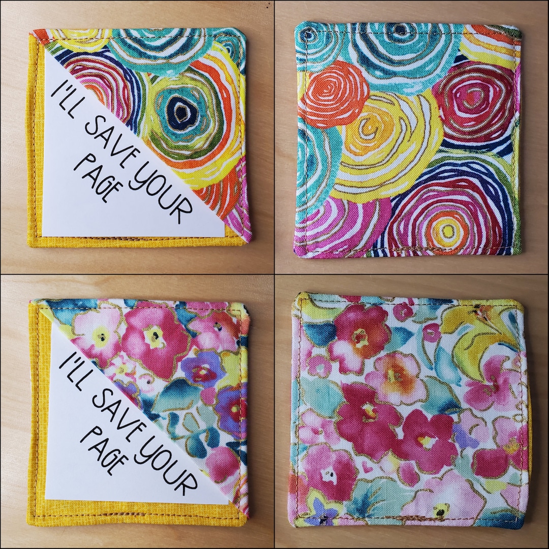 Modern Monet Corner Bookmark, Bright Floral Vibrant Fabric Bookmark ...