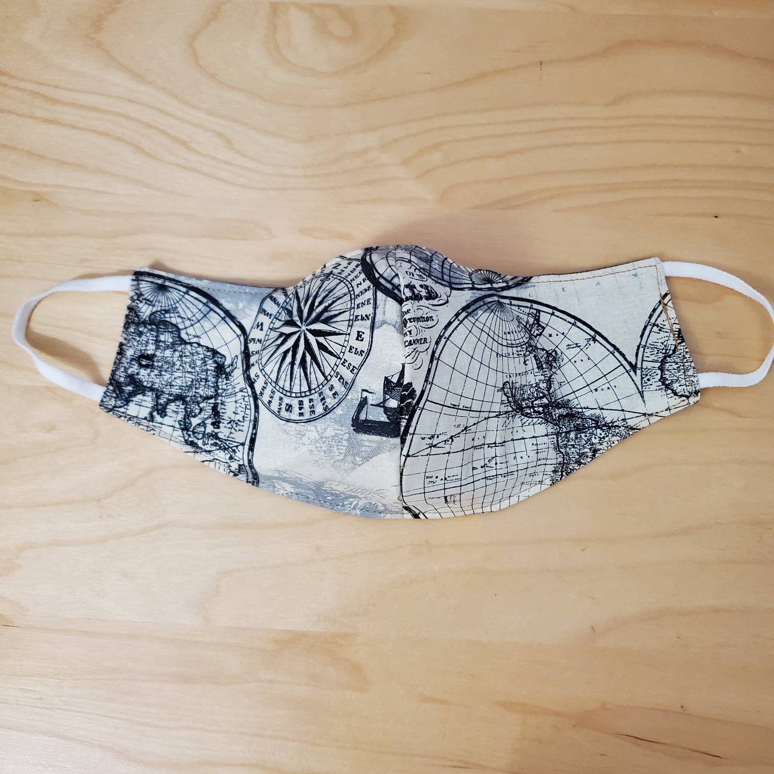 Vintage World Map Reversible Reusable Washable Cotton Face Mask - Etsy