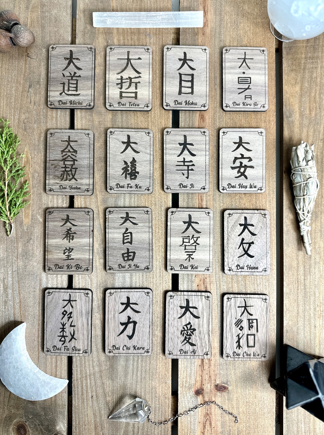 Grand Master Reiki Symbols/wooden Cards / Optional Meaning on Reverse ...