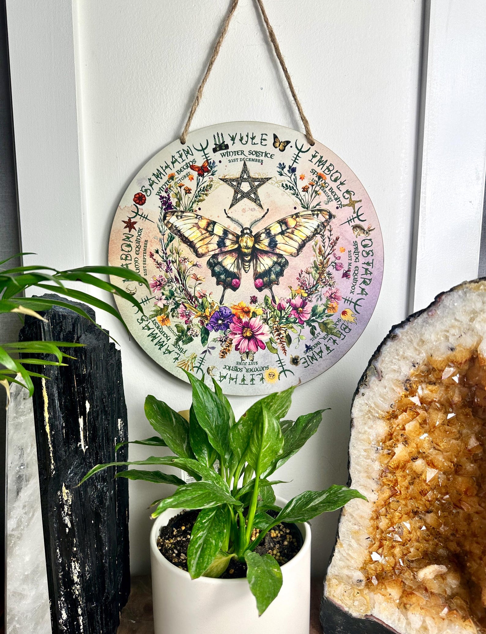 Green Witch Moth Pentagram | Wheel of the Year Board | Wiccan | Witch ...