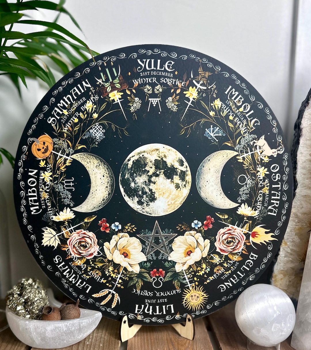 Triple Moon | Wheel of the Year Board | Wiccan | Witch Pagan Calendar ...