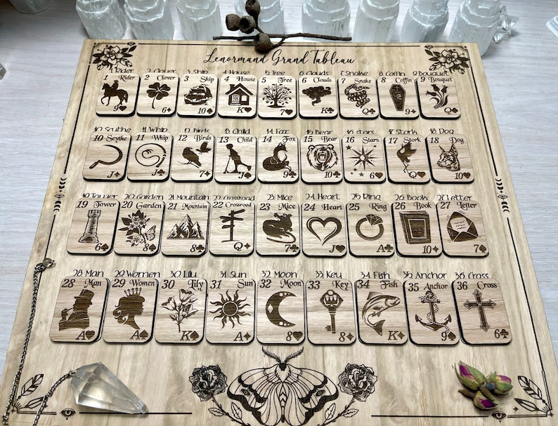 Lenormand Grand Tableau Board | Readings With Mini Wooden Lenormand ...