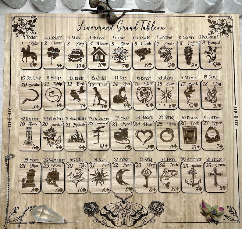 Lenormand Grand Tableau Board | Readings With Mini Wooden Lenormand ...