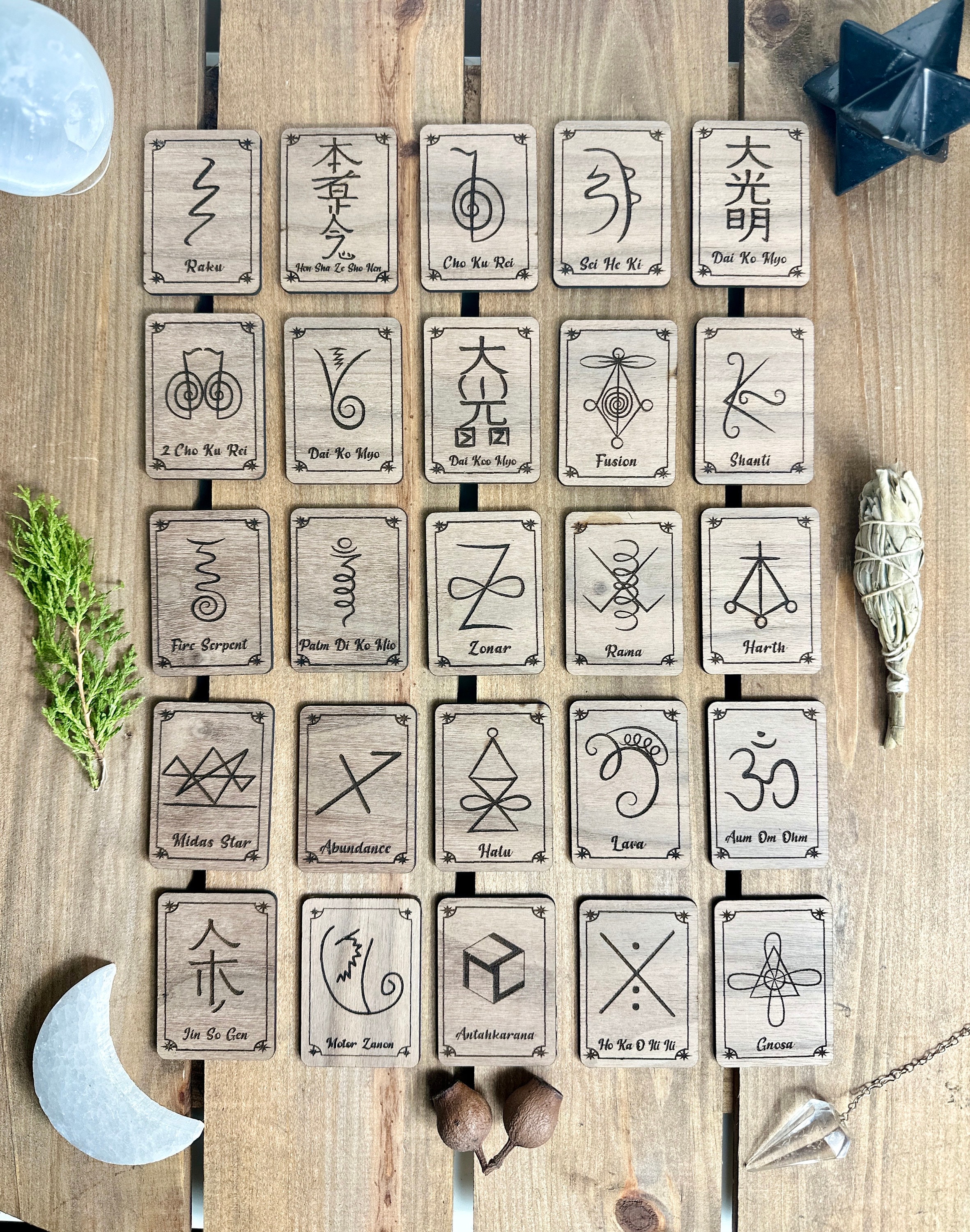 Reiki Symbols/wooden Cards / Meanings Various | Usui | Karuna ...