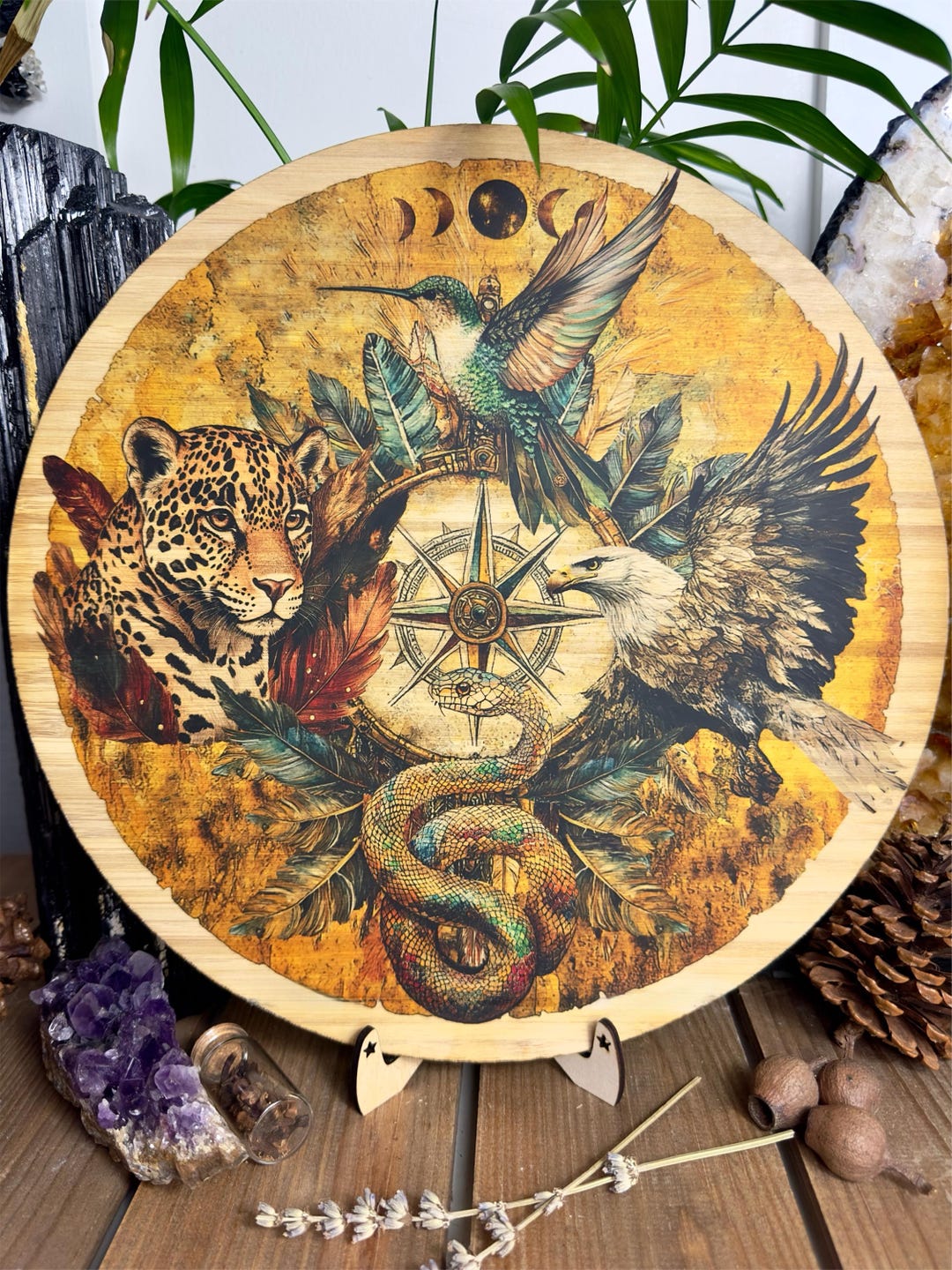 Shamanic Wheel | 4 Directions - Jaguar, Eagle, Hummingbird, Snake, 4 ...