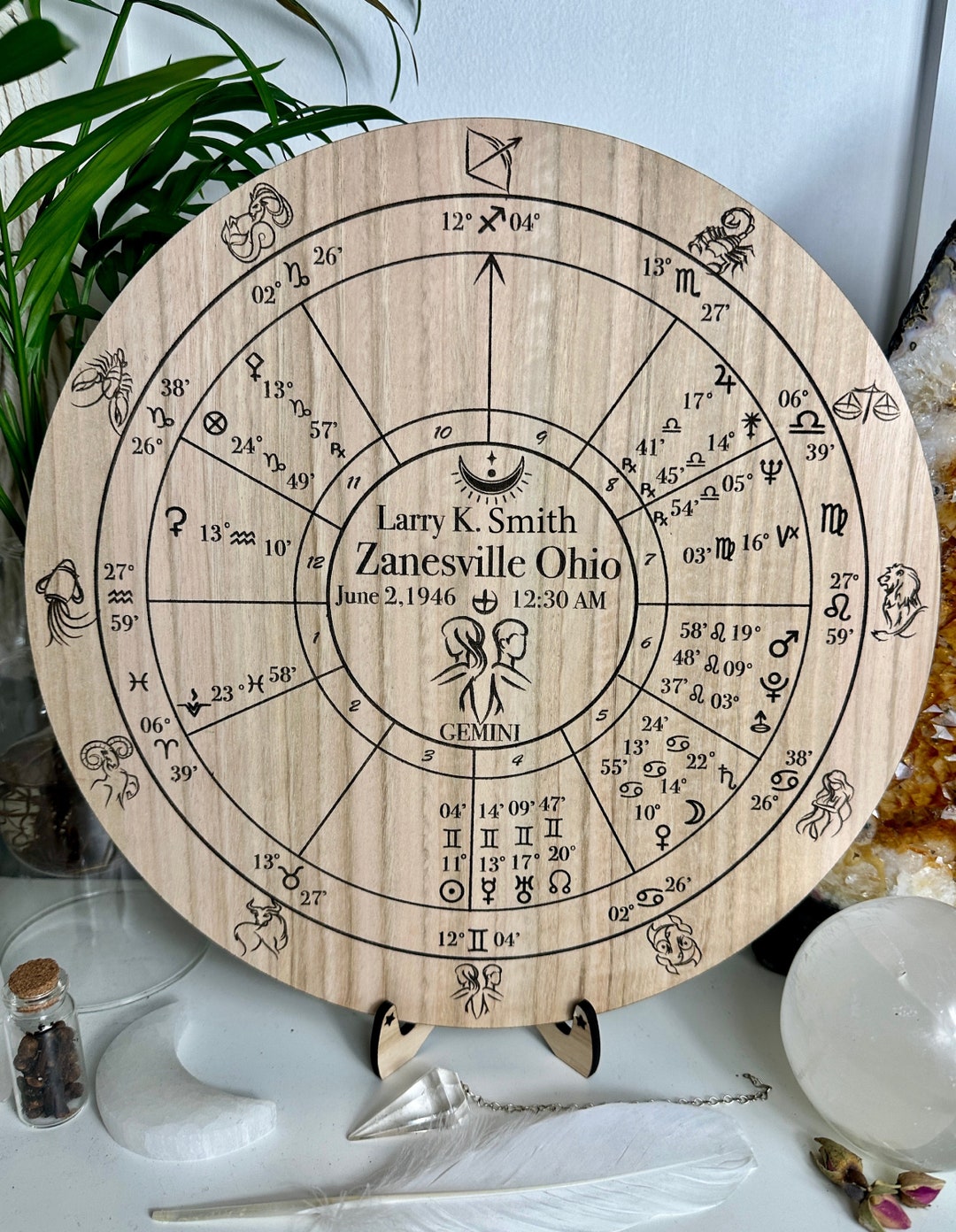 Custom Engraved Astrology Chart | 30+40cm 15.7" Available - Etsy