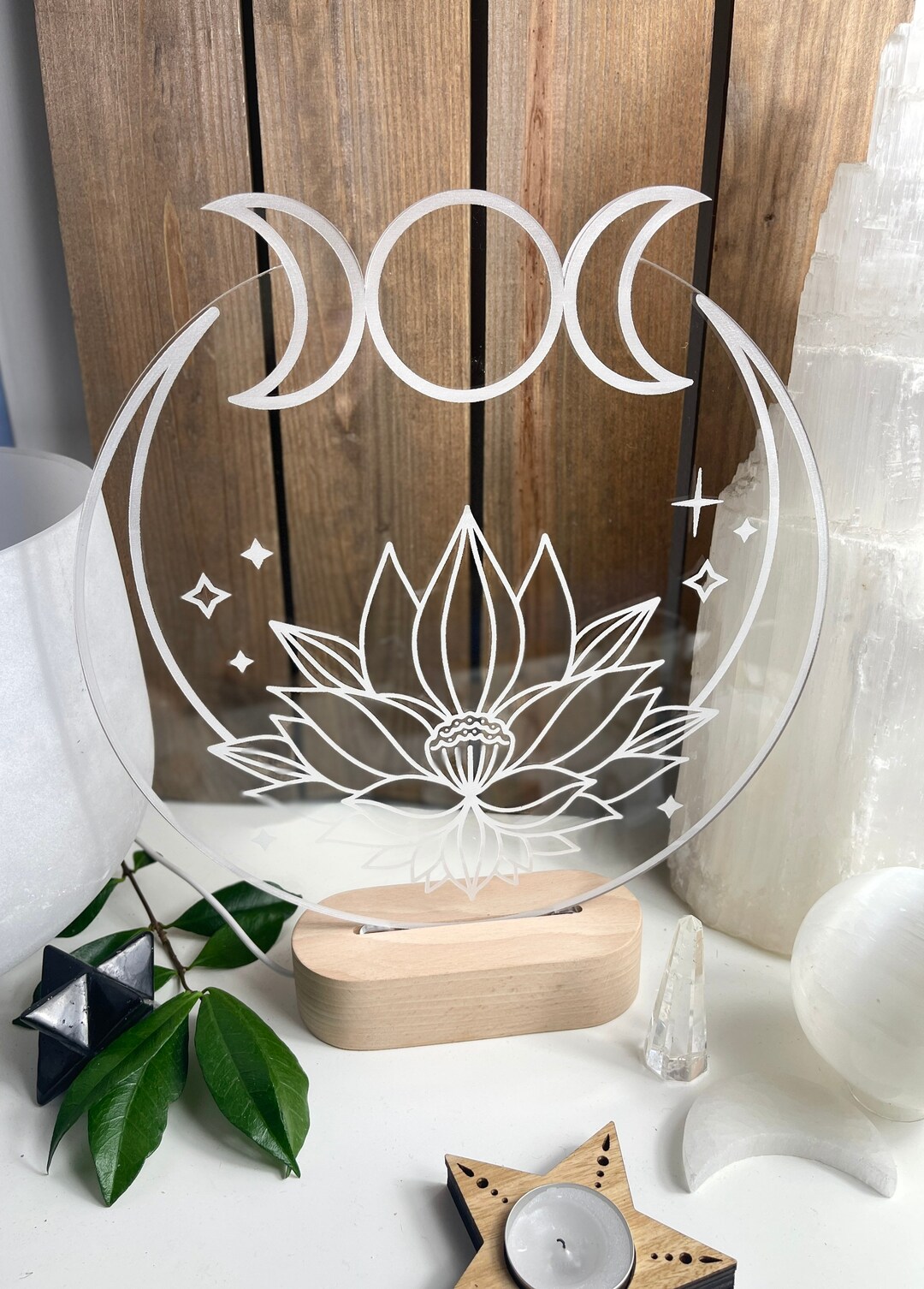 Triple Moon + Lotus Flower Night Light - Etsy