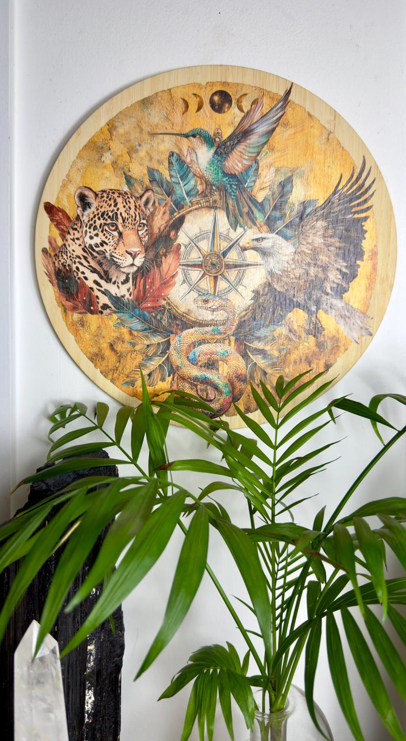 Shamanic Wheel | 4 Directions - Jaguar, Eagle, Hummingbird, Snake, 4 ...