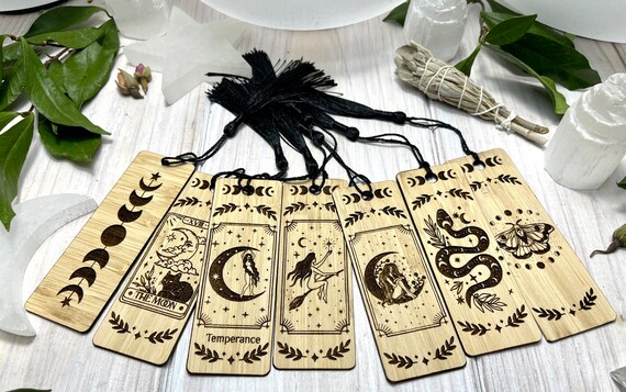 Bamboo Engraved Bookmark Various Designs Moon Moth - Etsy