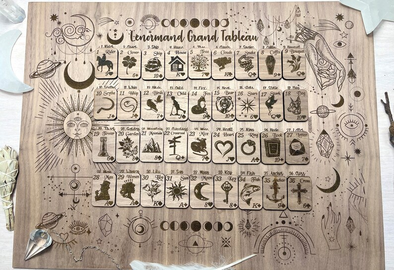 Lenormand Grand Tableau Board | Readings With Mini Wooden Lenormand ...