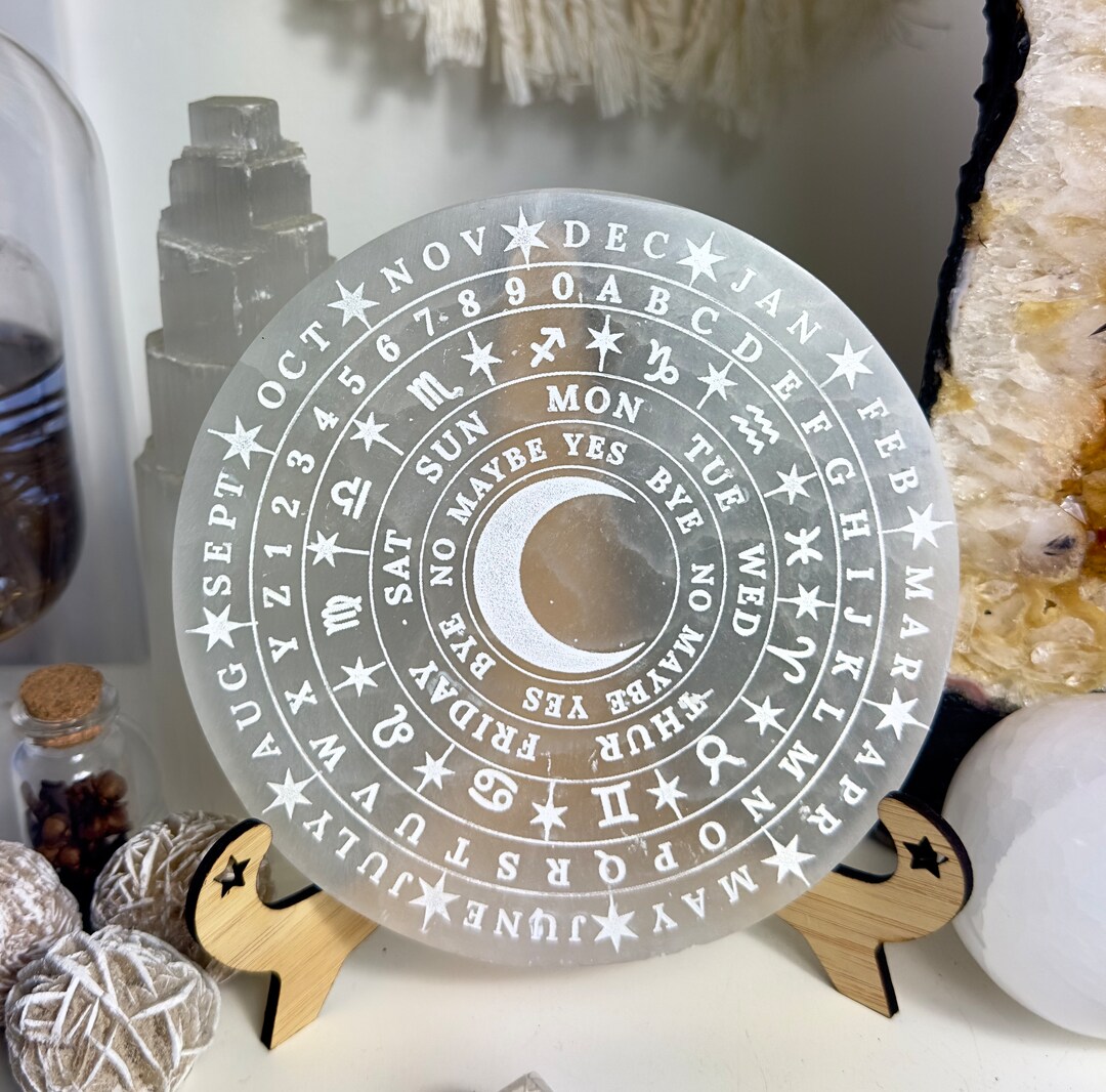 Crescent Moon Pendulum II | Spirit Board on Large 14cm Selenite ...
