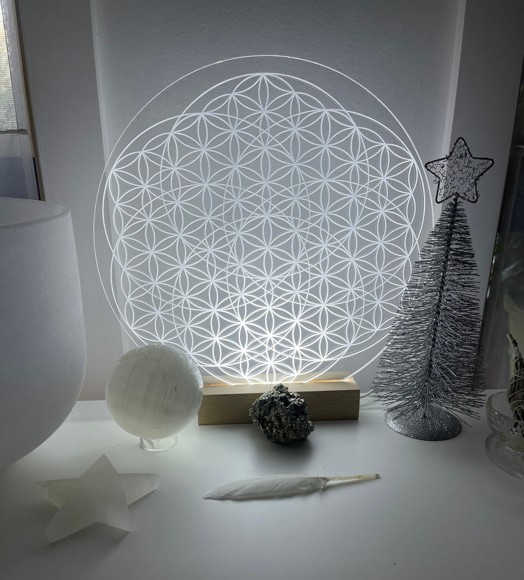Flower of Life Variation | High Vibrational Pattern | Optional USB LED ...
