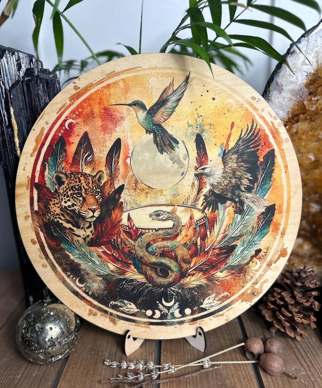 Shamanic Wheel | 4 Directions - Jaguar, Eagle, Hummingbird, Snake, 4 ...