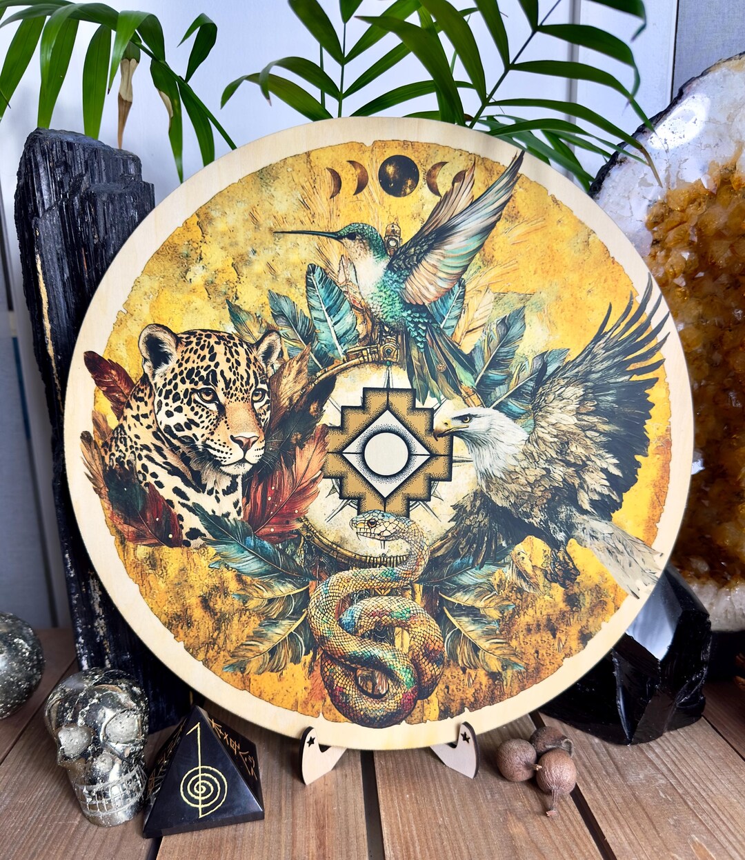 Shamanic Wheel | 4 Directions - Jaguar, Eagle, Hummingbird, Snake, 4 ...