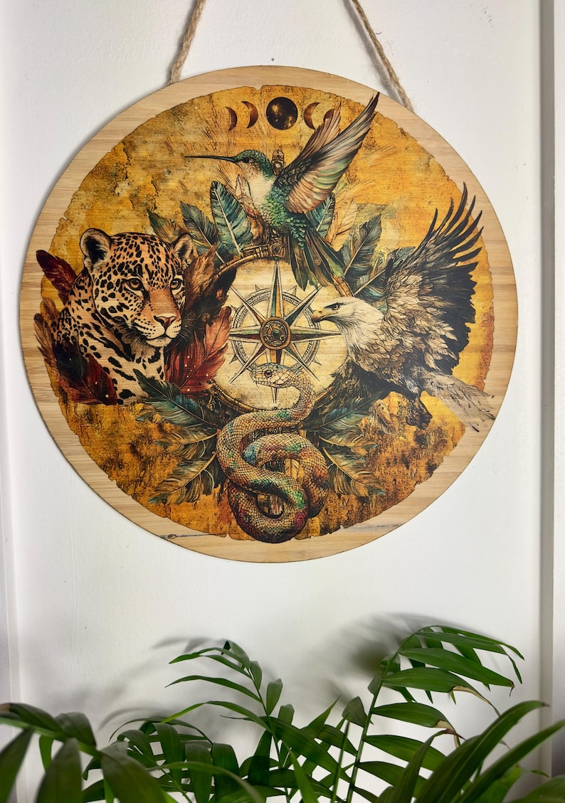 Shamanic Wheel | 4 Directions - Jaguar, Eagle, Hummingbird, Snake, 4 ...