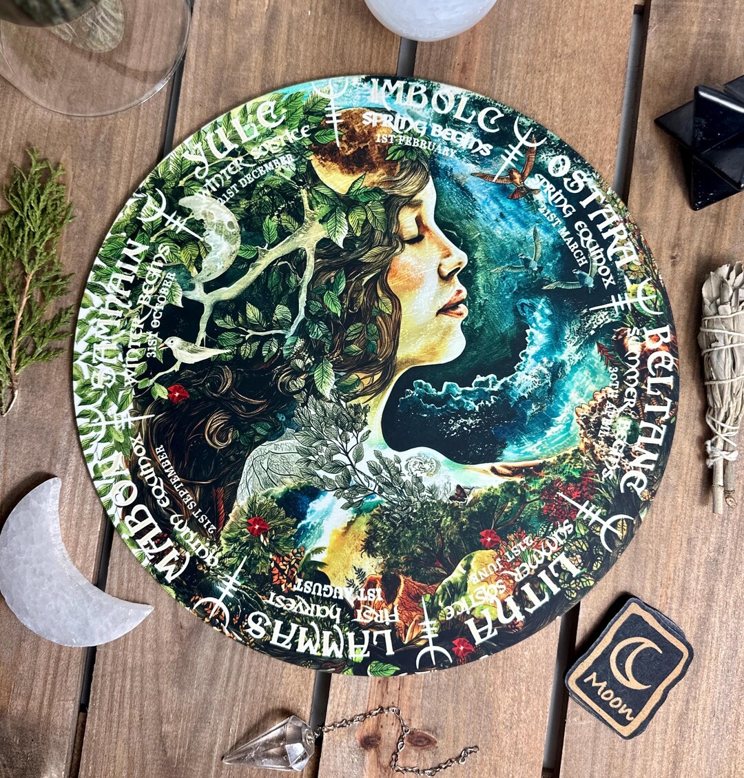 Mother Nature Goddess Gaia Wheel of the Year Board Wiccan Witch Pagan ...