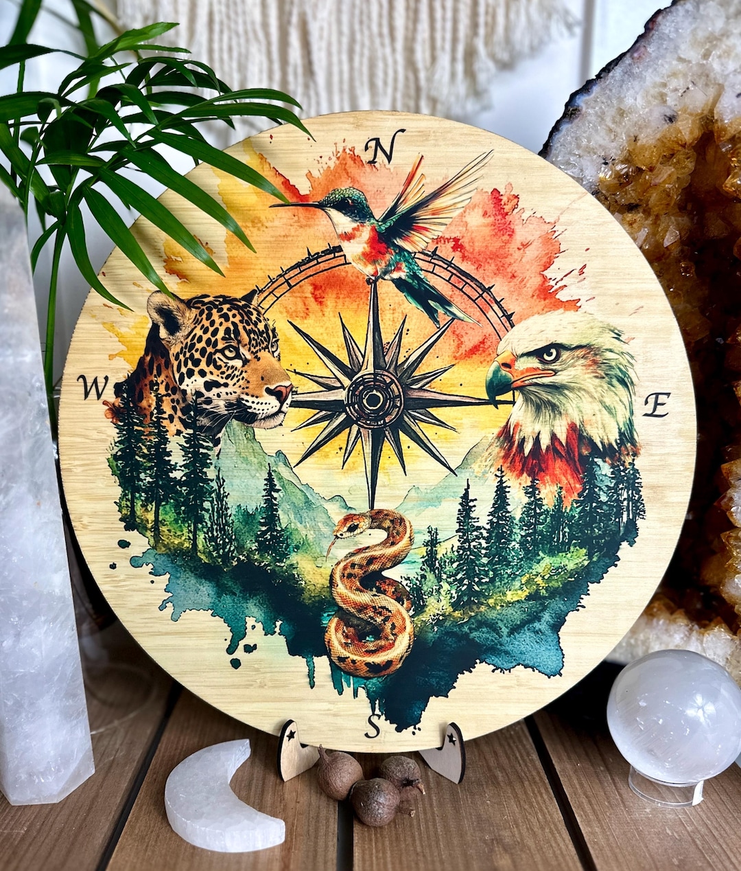 Shamanic Wheel | 4 Directions - Jaguar, Eagle, Hummingbird, Snake, 4 ...