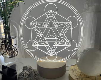 Sacred Geometry Pattern Hexadecagon 16sided Wooden Led Light Base Usb ...