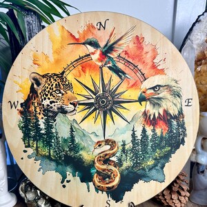 Shamanic Wheel | 4 Directions - Jaguar, Eagle, Hummingbird, Snake, 4 ...