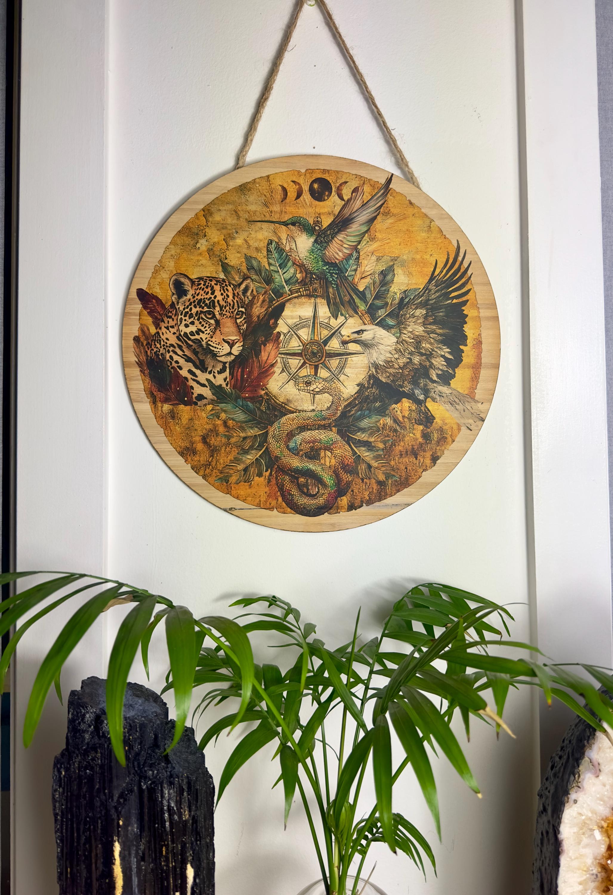 Shamanic Wheel | 4 Directions - Jaguar, Eagle, Hummingbird, Snake, 4 ...