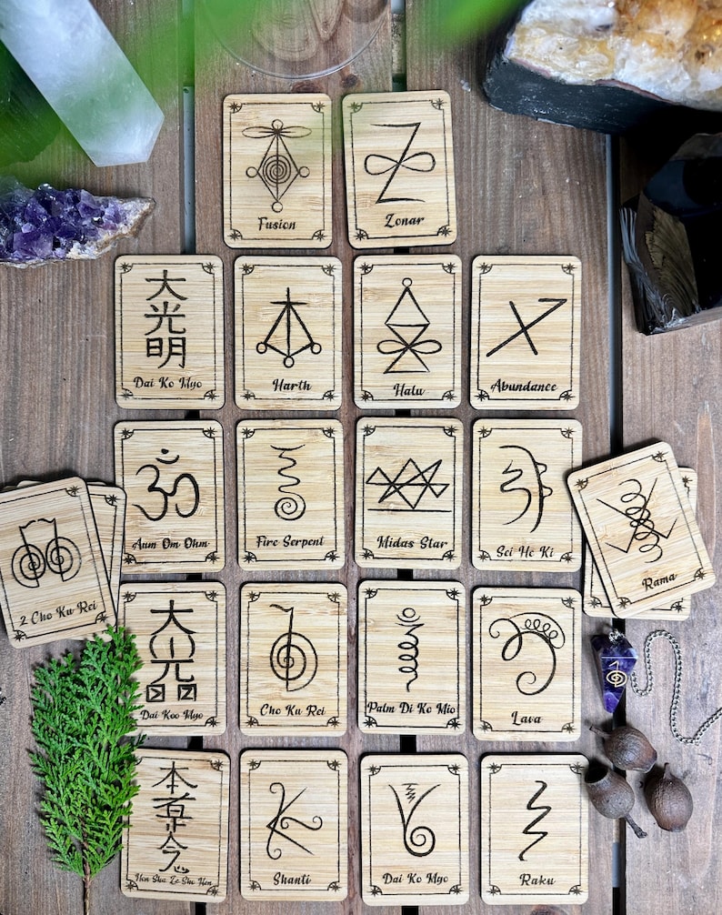Reiki Symbols/wooden Cards / Meanings Various | Usui | Karuna ...