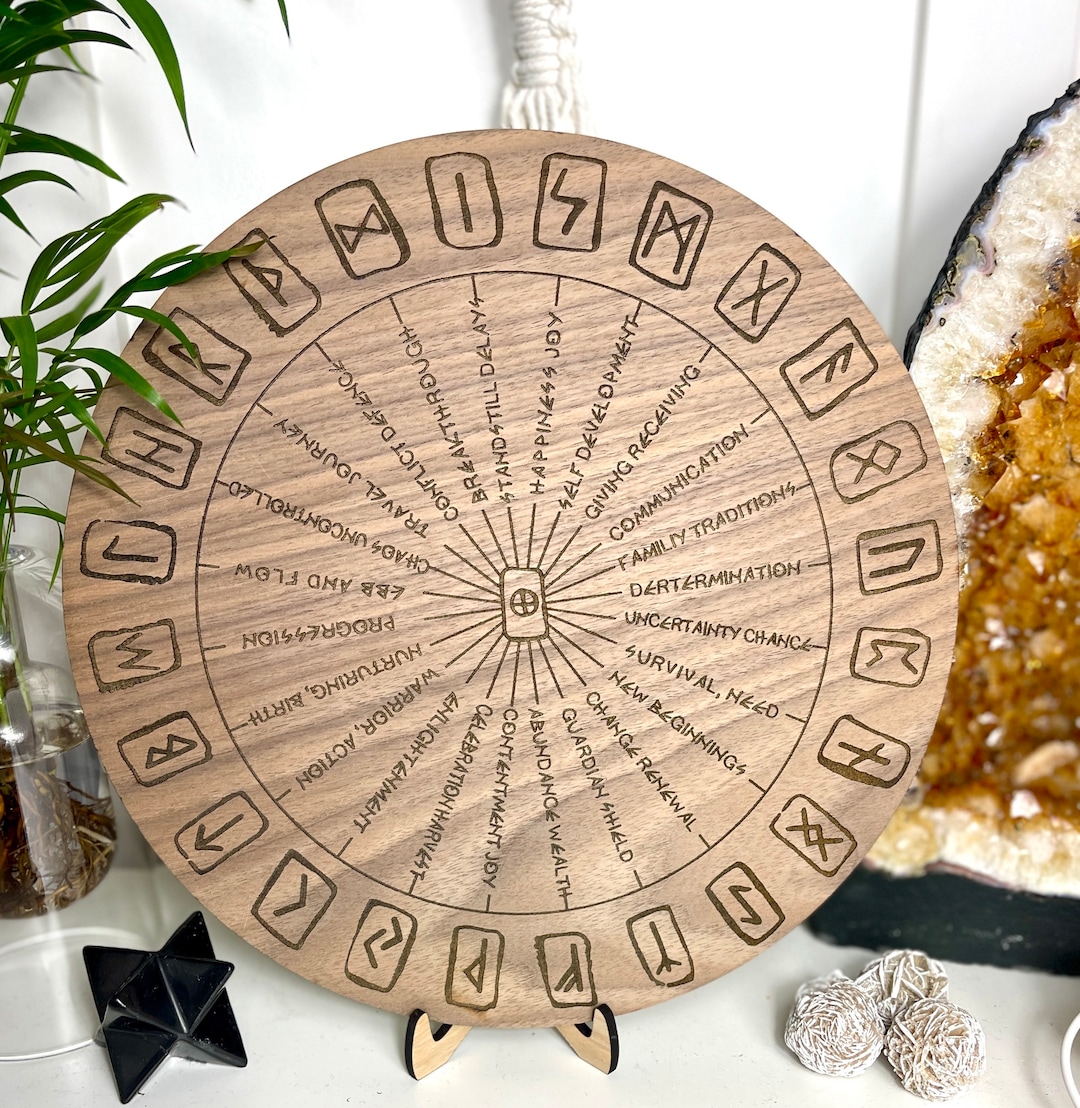 Futhark Runes Pendulum Wooden Board | Runes Cheat Sheet - Etsy