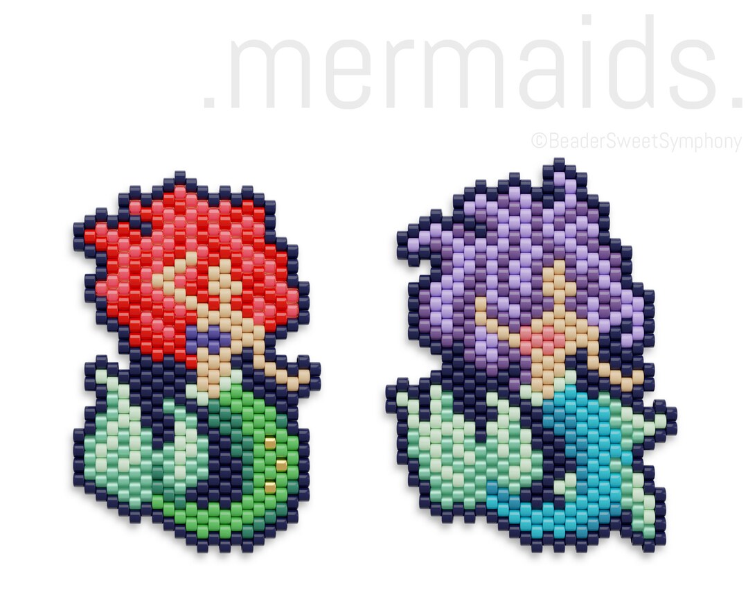 Mermaids Brick Stitch Mermaid Bead Pattern 2 Designs - Etsy