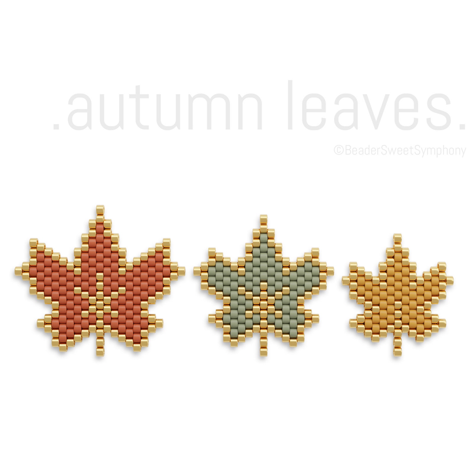 Autumn Leaves - Brick Stitch Patterns – Leaf Pattern in Three Sizes - Etsy