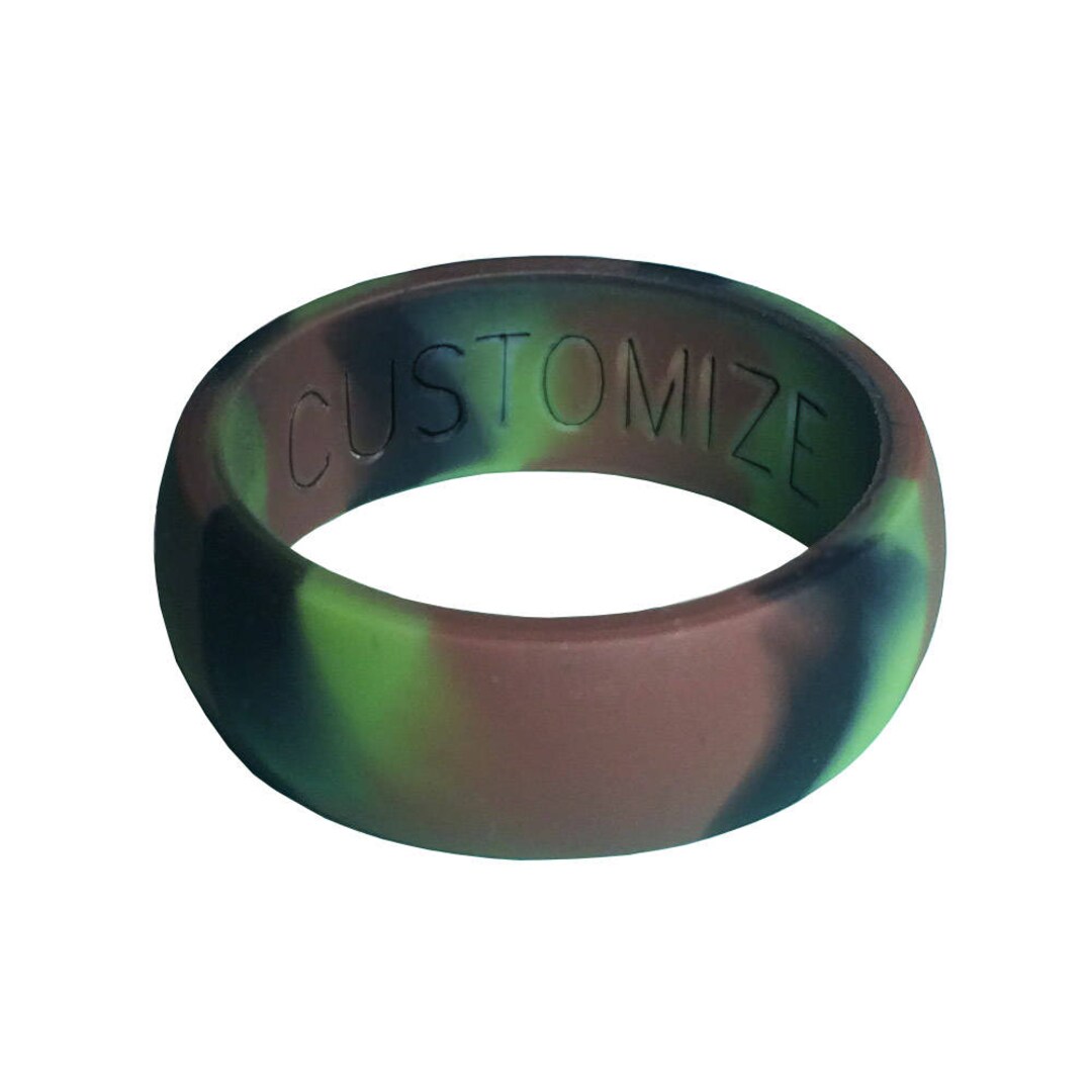 CUSTOMIZED Silicone Wedding Ring. Name or Date! Mens Fitness Engraved ...