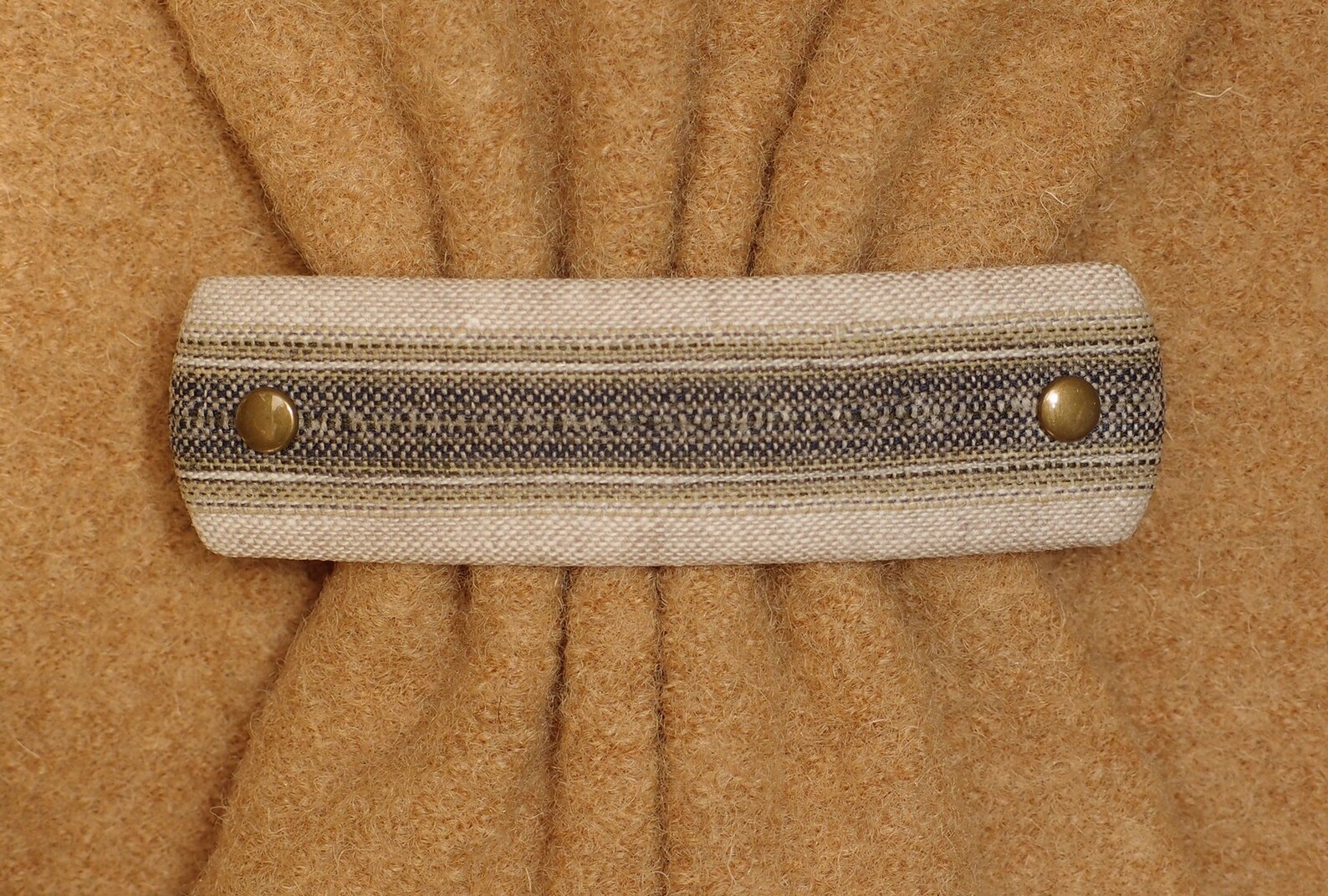 Cotton/linen Fabric Selvage Handmade Hair Clip - Antique Brass Rivets ...