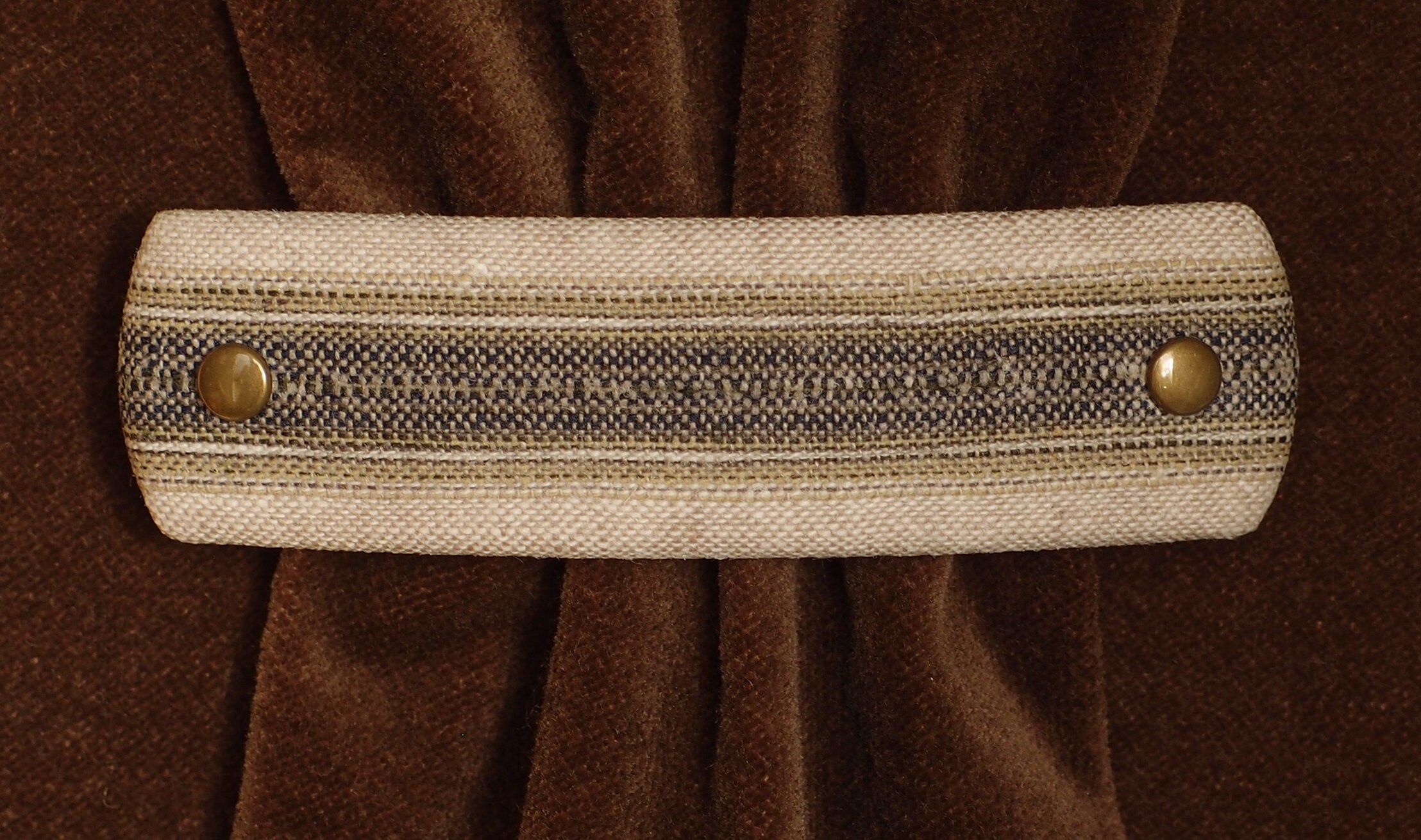 Cotton/linen Fabric Selvage Handmade Hair Clip - Antique Brass Rivets ...