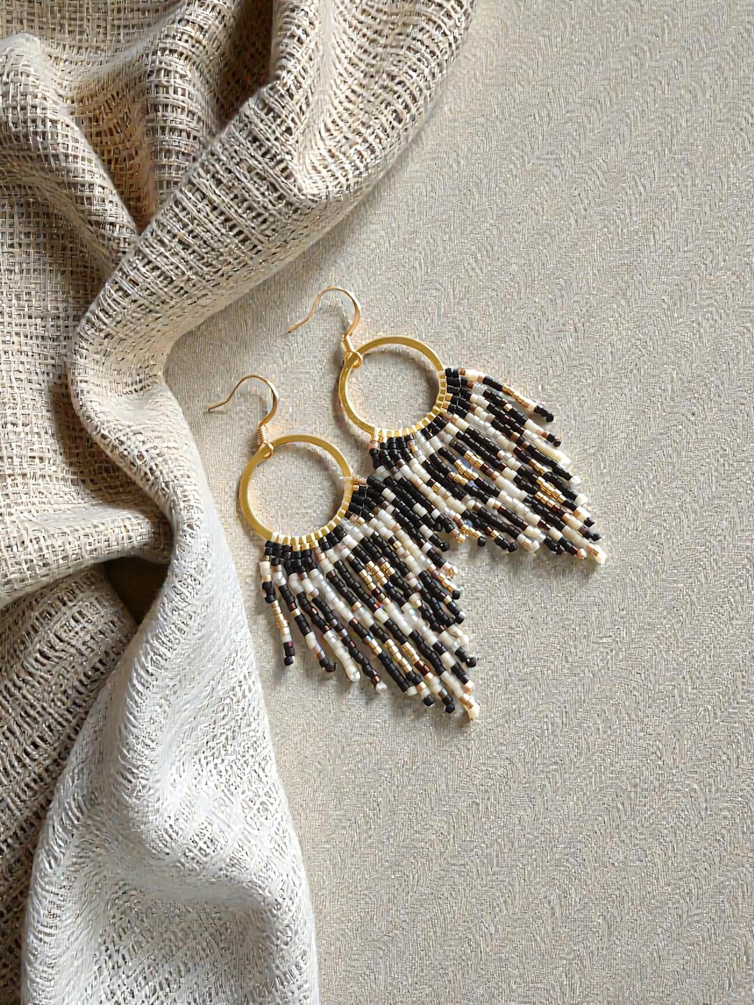 Sirga - Cheetah Print Fringe Earrings, Boho Handwoven Jewelry - Etsy