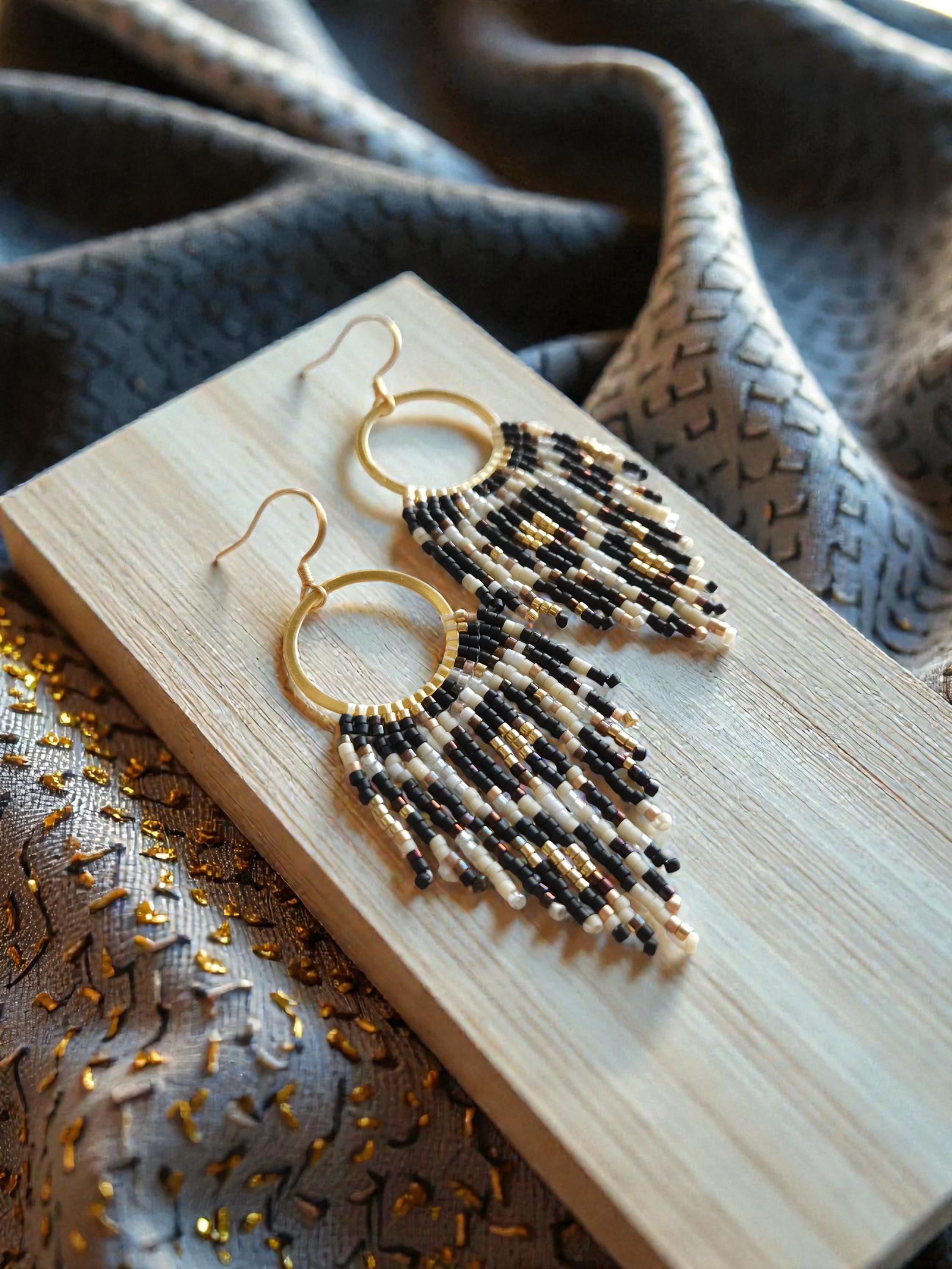 Sirga - Cheetah Print Fringe Earrings, Boho Handwoven Jewelry - Etsy