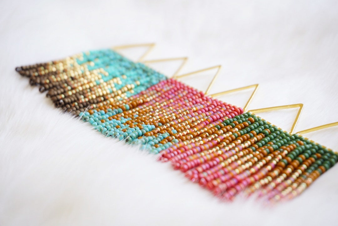 Woven Boho Fringe Earrings: Colorful Statement Jewelry - Etsy