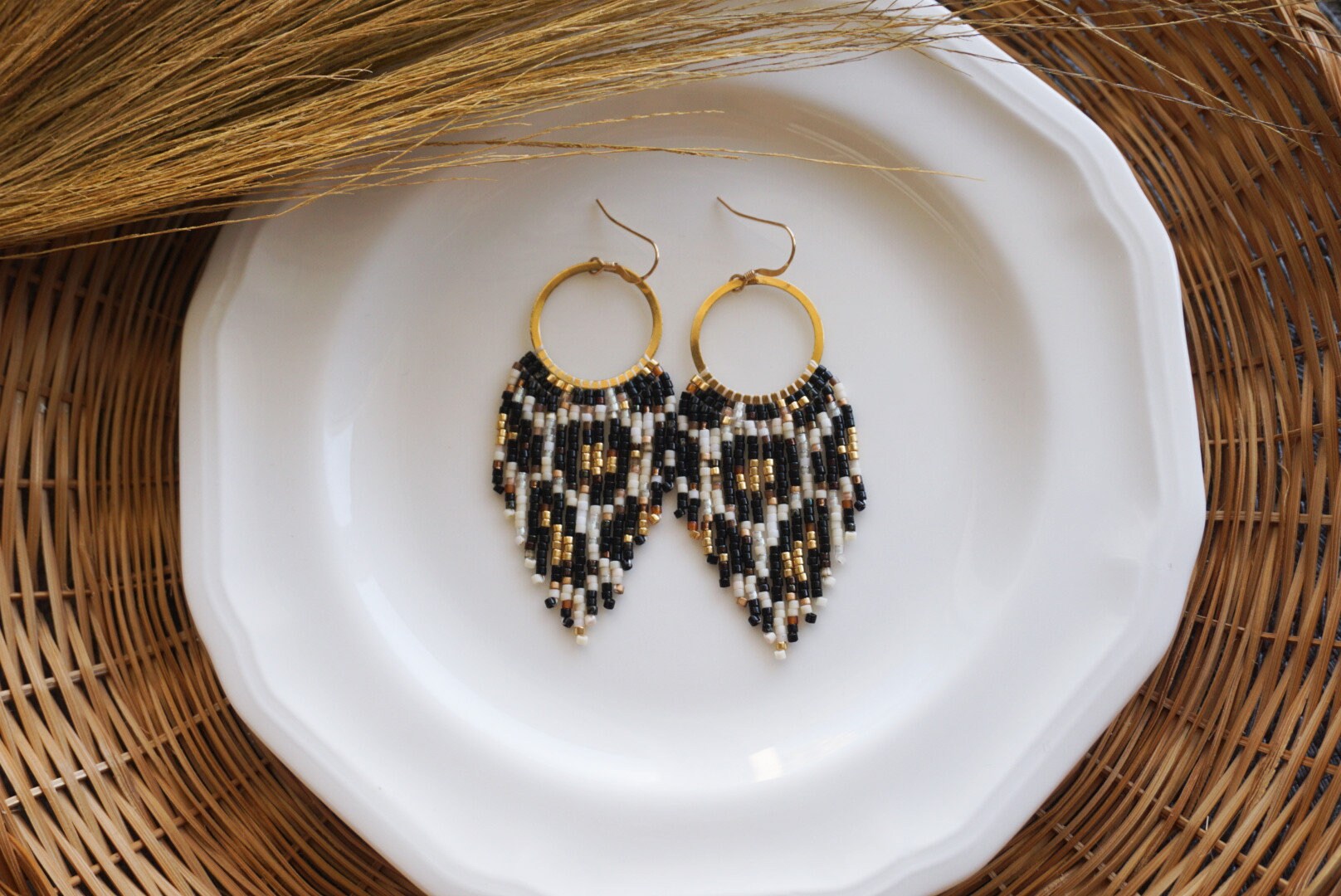 Sirga - Cheetah Print Fringe Earrings, Boho Handwoven Jewelry - Etsy