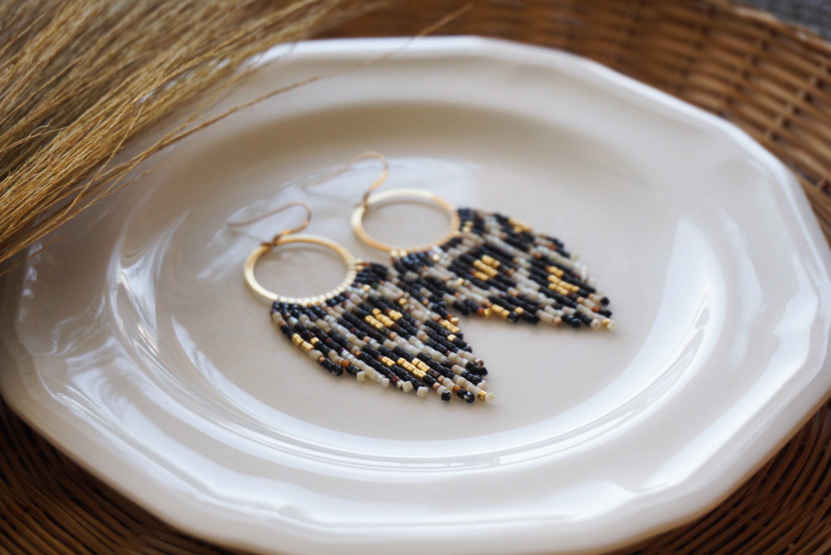 Sirga - Cheetah Print Fringe Earrings, Boho Handwoven Jewelry - Etsy