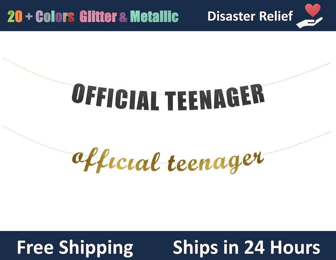 Official Teenager Banner - 13th Birthday, Teen Party Banner, Teen ...