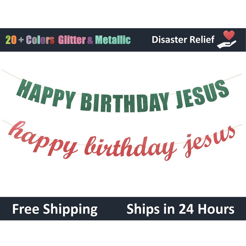 Happy Birthday Jesus Banner Merry Christmas Holiday Winter - Etsy