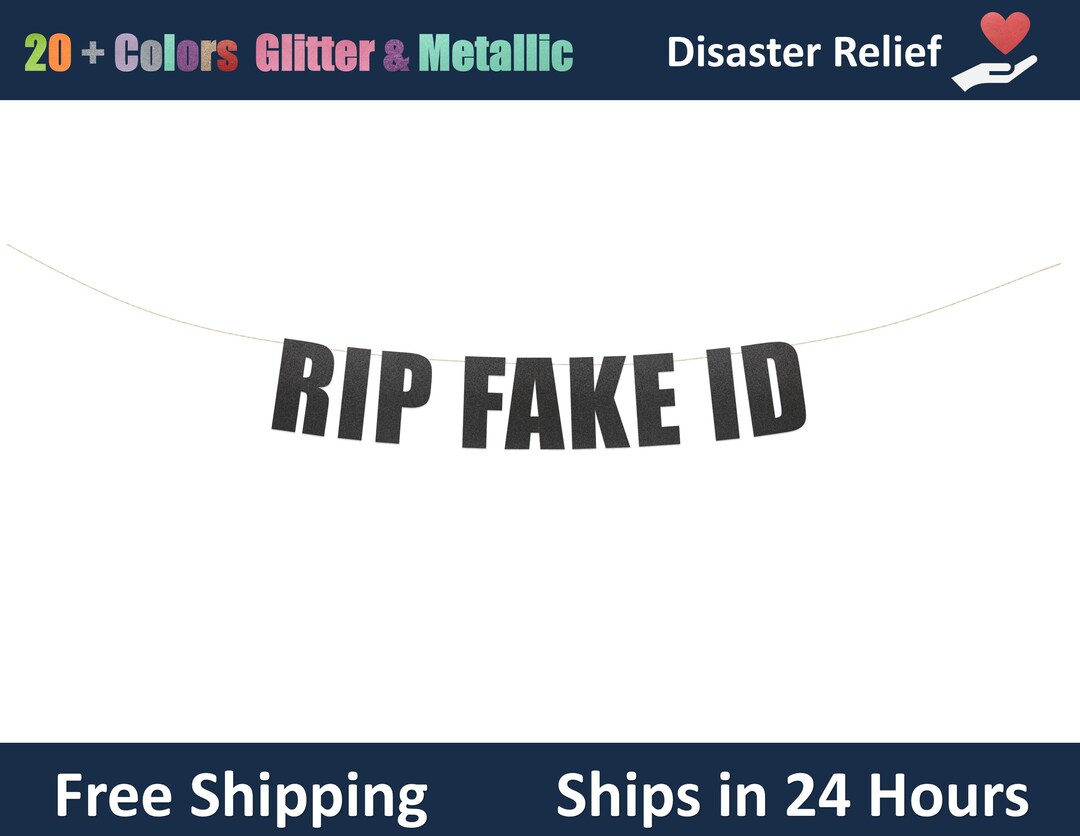 RIP Fake ID - 21st Birthday Party Banner Sign, Birthday Hanging Letter ...