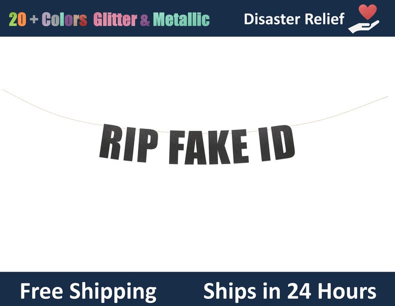 RIP Fake ID - 21st Birthday Party Banner Sign, Birthday Hanging Letter ...