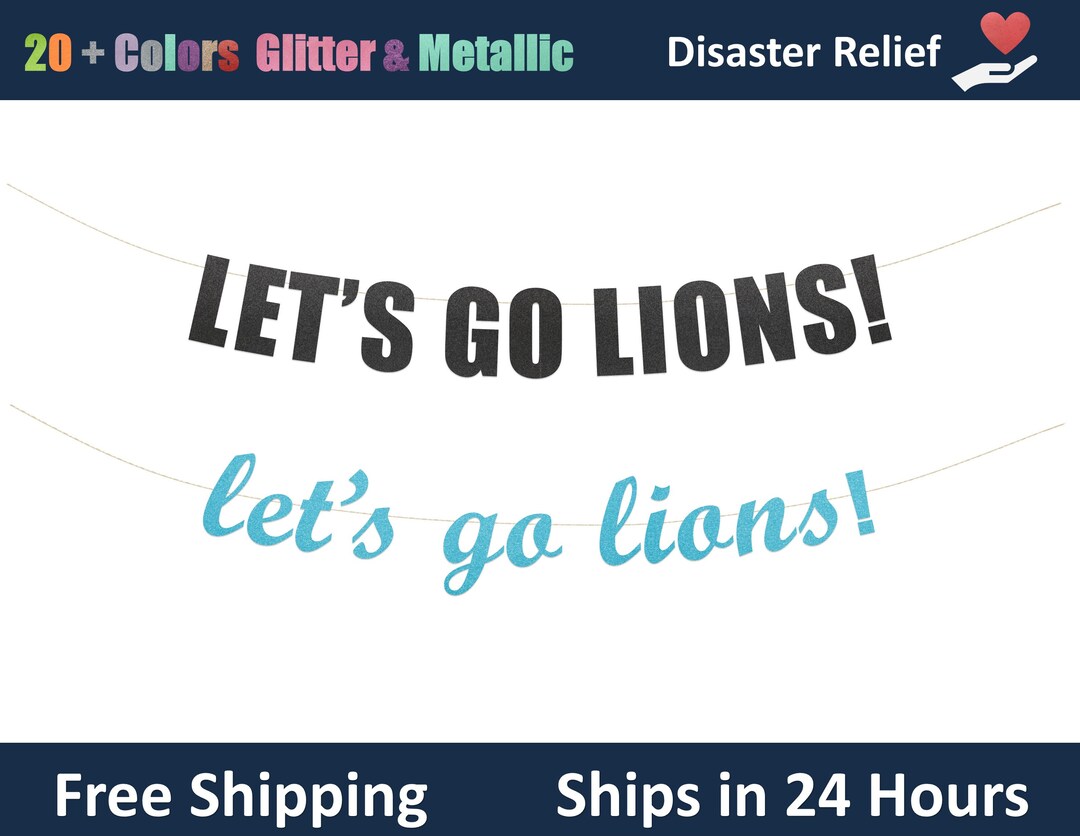 Let's Go Lions! Banner - Football Party Sign, Superbowl Football Party ...
