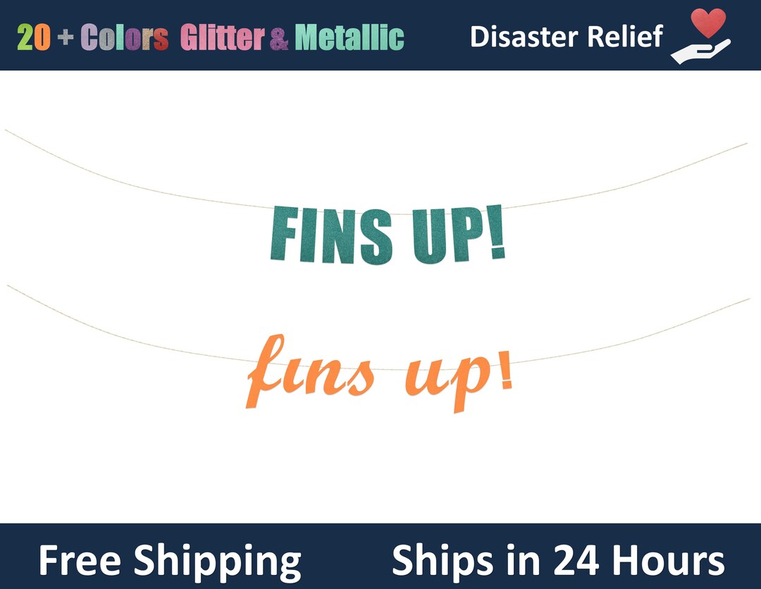Fins Up! Banner - Football Party Sign, Dolphins Football Party ...