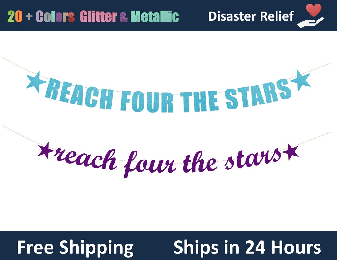 Reach Four the Stars Banner - Space Theme Birthday, Fourth Birthday ...