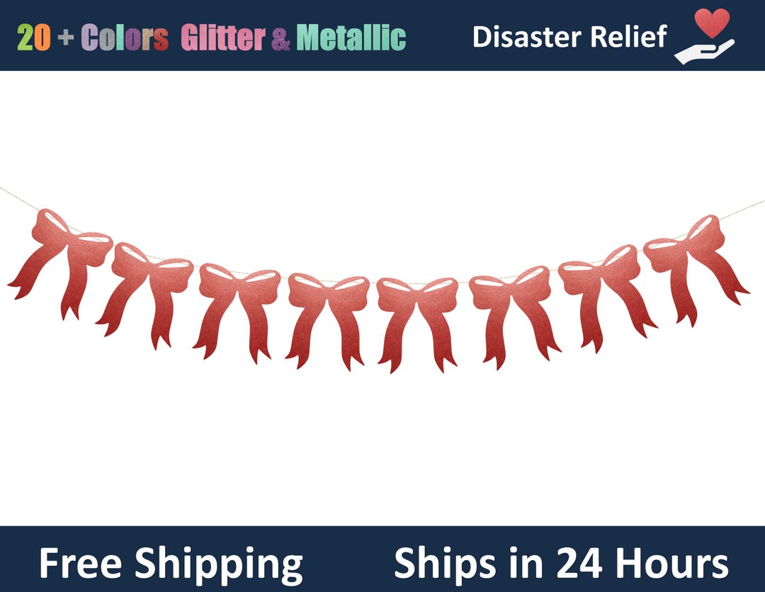 Large Bow Banner - Large Cardstock Bow Banner, Bows Garland, Valentine ...