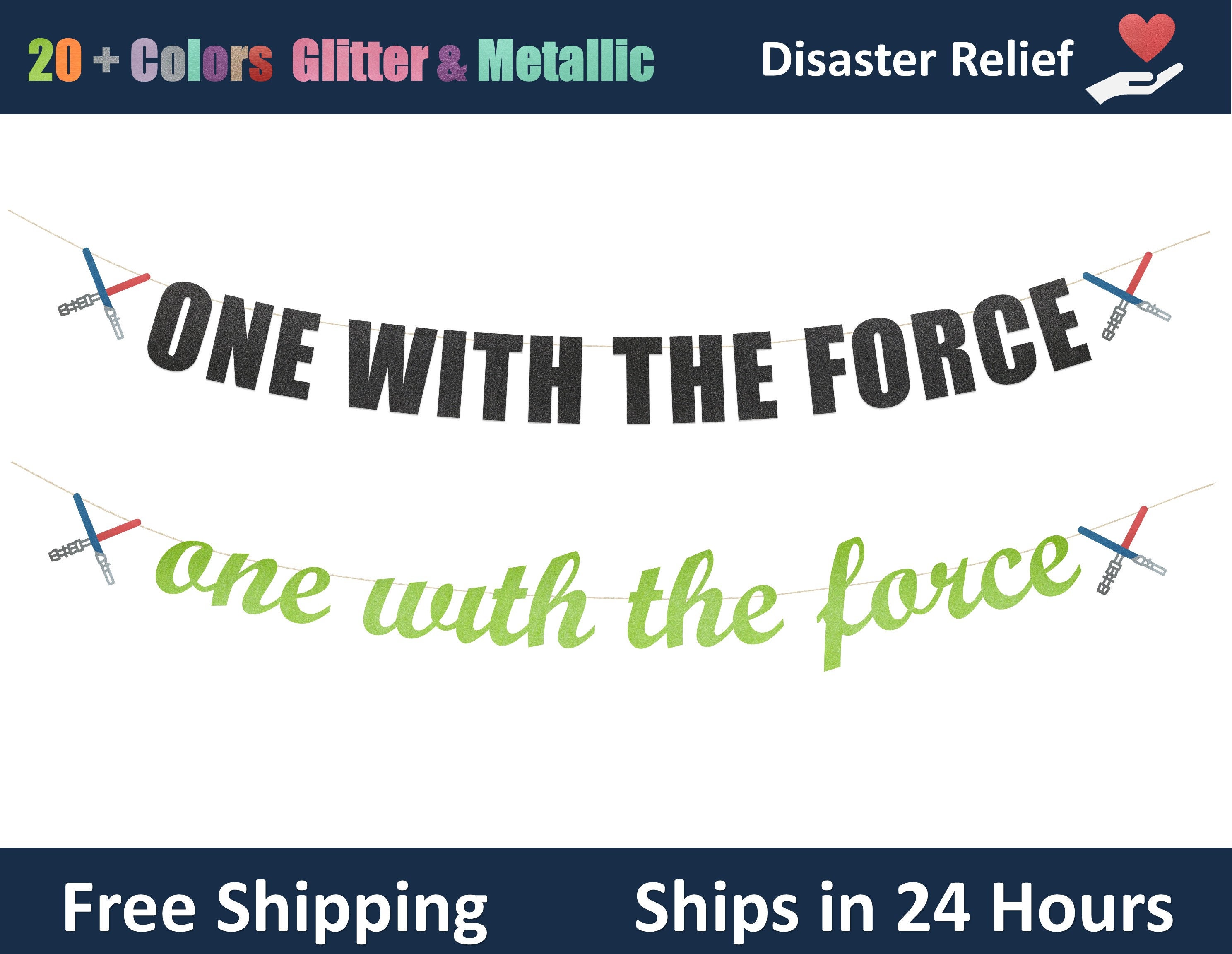 One With the Force Banner Star Wars Theme Birthday First - Etsy